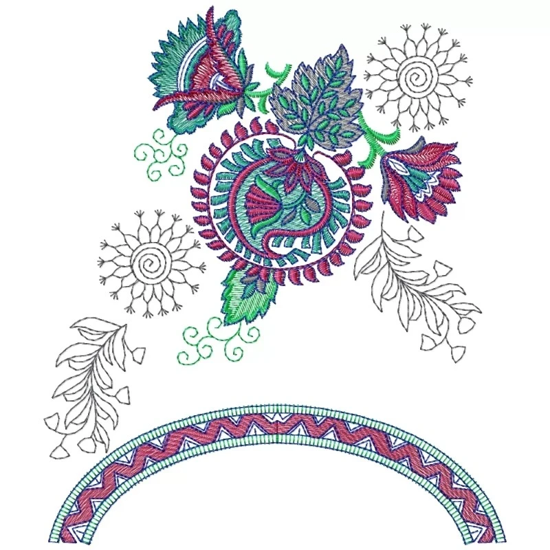Neckline Floral Embroidery Designs